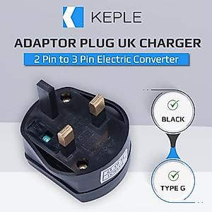 Toothbrush Adaptor Plug UK Charger Adapter Shaver Socket 2 Pin to 3 Pin Electric Converter for Razor Plugs Bathroom Two to Three Prong Charging Tooth Brush Plugs Adapters Electrical Shaving (Black)