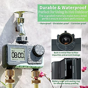 RAINPOINT Sprinkler Timer, Dual Water Timer for Garden Hose Faucet, Fully Programmable with Rain Delay/Manual/Automatic Watering Functions, Outdoor Irrigation Timer Controller for Lawn, Yard, 2 Zones