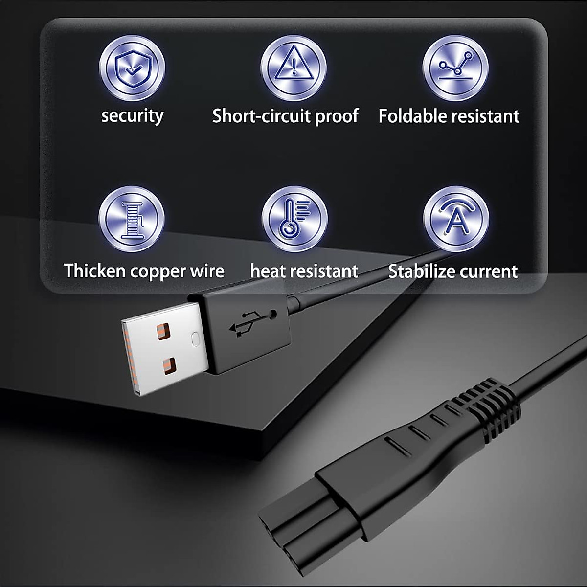 JUPSDDTH Charger Cord for Meridian Grooming Charger - Power Cord for Meridian Shaver Charger – Adapter Charger for Meridian Grooming Electric Shaver Trimmer Charger Cold Cable