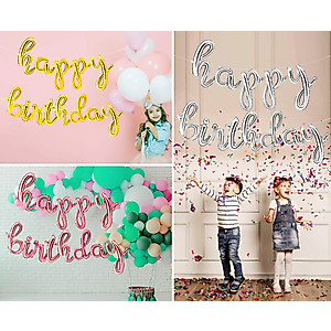 Envizins Custom Cursive Script Lowercase Gold, Rose Gold, Silver 16 inch Letter Foil Balloons, You Could Personalize a Phrase/Word/Number/Banner/Name. Straw and 32' Roll Ribbon Included