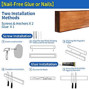 XYJ 2 Pcs Magnetic Knife Strip Holder for Wall with Strong Neodymium Acacia Wood Magnet Knife Rack Bar Stand for Knives Kitchen Tools Utensil Organizer Accessories for Special Day