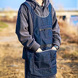 ATAVSADN Chef Apron Denim Apron Cross Back Straps Men Women for Painting, Kitchen, Artist, Chef, Gardener,One Size,Blue