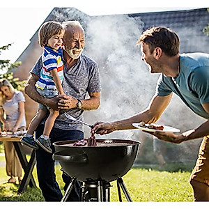 Devoko 22 Inch Charcoal Grill Premium Kettle Enamel Charcoal Grills with Adjustable Ash Catcher Plated Steel Grill Bakeware Clips Thermometer Wheels for BBQ Patio Garden Beach Outdoor Camping