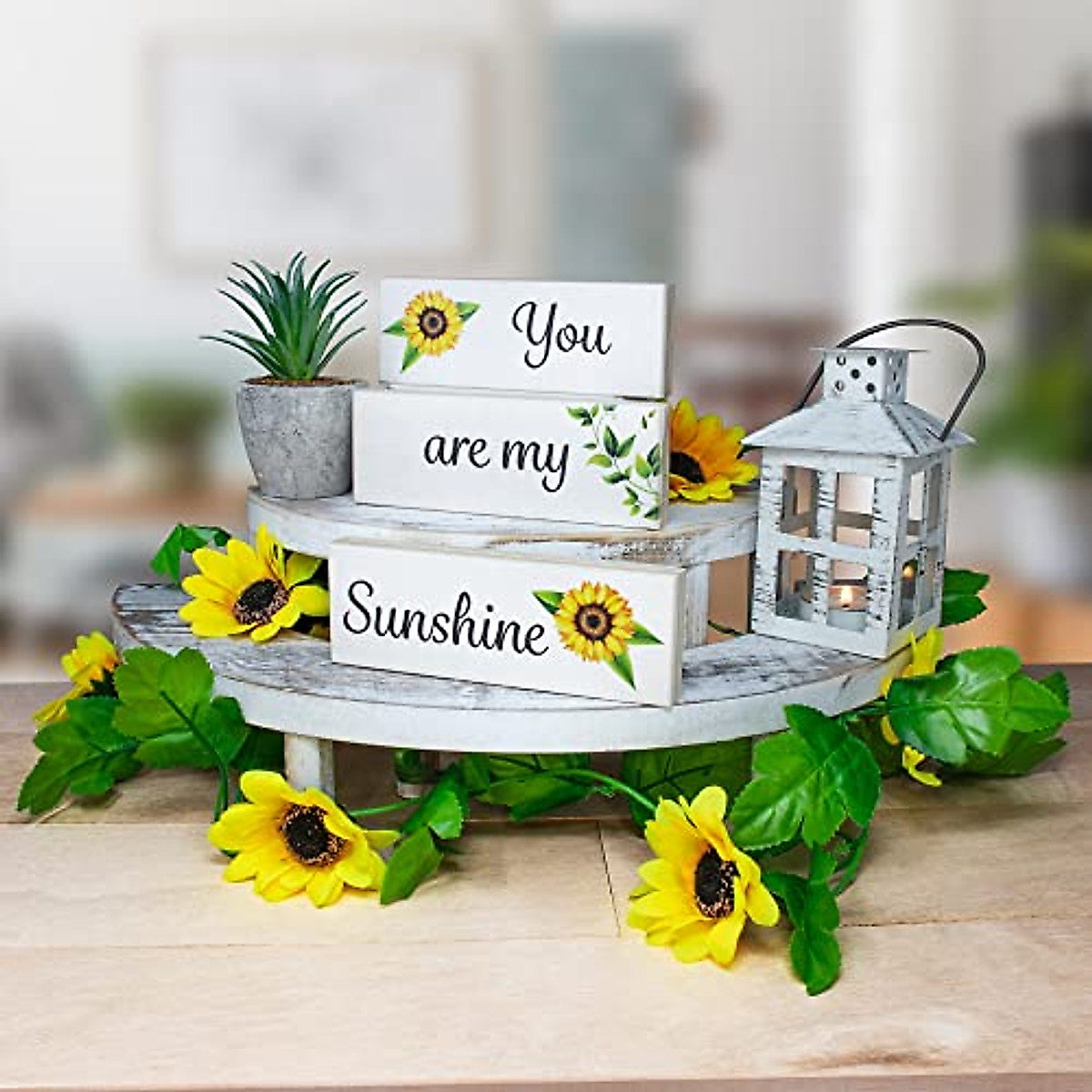 JennyGems You Are My Sunshine Decor Sign, Sunflower Decorations, Tabletop, Mantel and Centerpiece Modern Farmhouse Accents, Made in USA