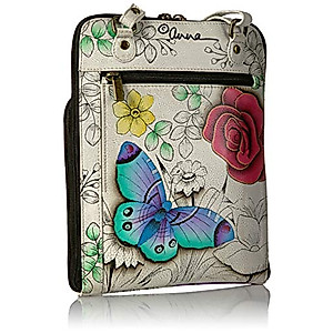 Anna by Anuschka Women's Genuine Leather Tall Zip-Around Cross Body| Hand Painted Original Artwork | Floral Paradise