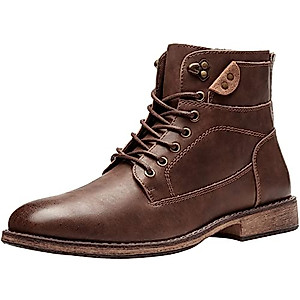 Vostey Men's Motorcycle Boots Business Waterproof Ankle Boots Casual Oxford Boots for Men (BMY8061 Brown 10.5)