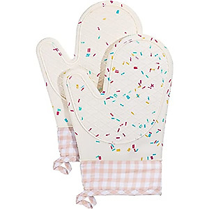 Set of 2 Silicone Oven Mitts Kitchen Oven Mitts Waterproof Shell Oven Mitts for Heat Resistant 500 Degrees Washable Kitchen Mittens with Cotton Lining for Cooking Baking BBQ Grilling Microwave