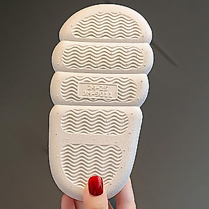 Plush Warm Home Shoes Infant Baby Boys Girls Slippers Plush Non-Slip Comfy Fluffy Lightweight Warm Soft Indoor House Slippers Kids House Slippers White