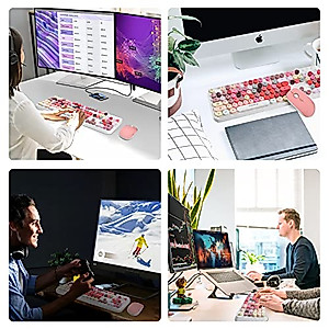 FOPETT Wireless Keyboard and Mouse Sets,Reliable 2.4 GHz Connectivity for PC,Laptop,Smart TV and More (White Colorful)