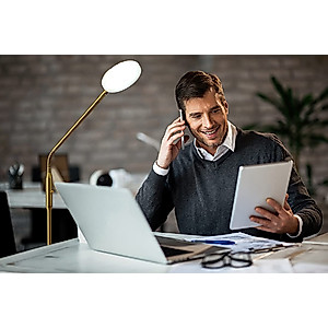 O’Bright Moon - Dimmable LED Floor Lamp, Adjustable Color Temperature for Bedside Reading, Work Light, Art/Crafting Light, Sewing, Ultra Flexible Gooseneck, Rotatable Lighting, Antique Brass (Gold)