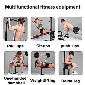 KDFJ Power Tower with Bench, Pull Up Bar Dip Station, Height Adjustable Pull Up Tower for Home Gym Strength Training Exercise Workout Equipment-S3