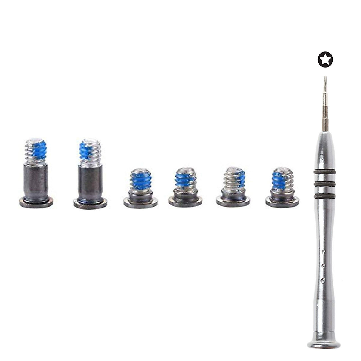 Replacement 6pcs/Set Bottom case Screws + 1pcs 5 Point Pentalobe Screwdriver for MacBook Retina 13'' A1706 (EMC 3071) (EMC 3163) with Touch Bar, A1989 EMC(3214) MR9Q2LL/A, A2251 MWP42LL/A 2018 (Gray)