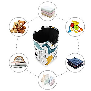 senya Large Storage Basket with Handles Collapsible Organizer Bin Laundry Hamper for Nursery Clothes Toys, Dino Scandinavian Style
