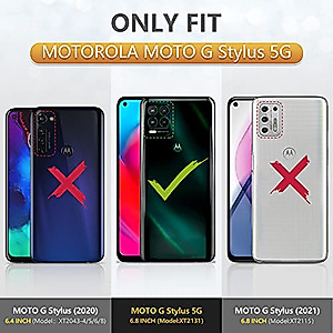 for Motorola Moto G Stylus 5G (2021) Case: Built-in Screen Protector Kickstand Full-Body Military Grade Three-Layer Protective Shockproof Rugged Phone Cover with Belt Clip Holster Black