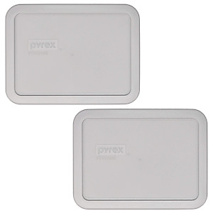 Pyrex 7210-PC Jet Gray Plastic Rectangle Replacement Storage Lid, Made in USA - 2 Pack