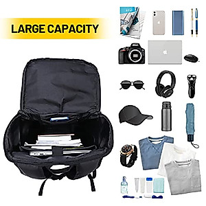 MIER Casual Daypack Travel Laptop Backpack Water Resistant, Commuter Back Pack Simple College Bookbag with Multiple Pockets for Men Women Work School Outdoors, Fits 15.6 Inch Notebook (27L, Black)