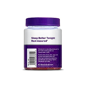 Natrol Melatonin Sleep Aid Gummy, Fall Asleep Faster, Stay Asleep Longer, 2 Gummies Per Serving, Drug Free and Gelatin Free, 10mg, 90 Strawberry Flavored Gummies