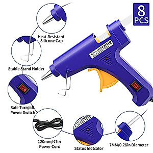 Mini Hot Glue Gun Set for Class Project, Small Glue Gun Kids Hot Melt Arts Craft DIY Glue Gun for Crafts School DIY Arts Home Quick Repairs (Multicolored 8 Pieces)