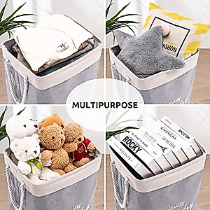 YOUDENOVA 66L 2-Pack Laundry Hamper Basket with Detachable Brackets and Handle, Collapsible Storage Basket for Bedroom, Bathroom Clothing and Toys Organization, Brown