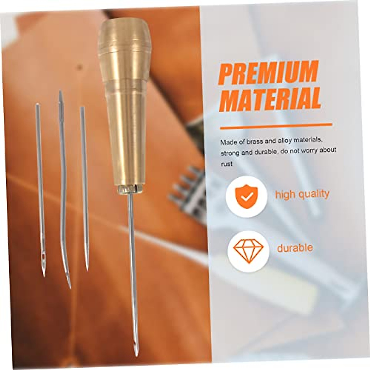 SEWACC 2 Sets Cobbler Tool Leather Tools Punch Down Tool Hand Sewing Kit Stitching Awls Canvas Tool Bag Hotfix Tool Crochet Prickers DIY Leather Craft Supplies Shoe Repair Tools Suture