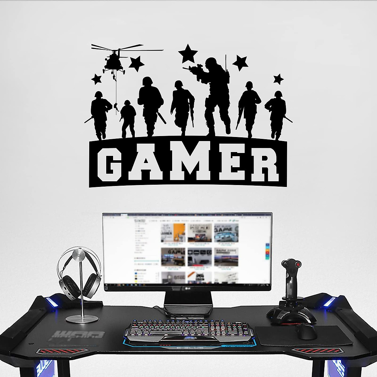ORIGACH Gamer Wall Decal Stickers Vinyl Gamer Stickers Gamer Room Decor Wall Sticker for Boys Gamer Bedroom Playroom Decorations