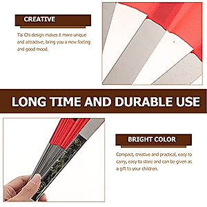 Gadpiparty Handheld Fan Handheld Fan Hand Fan Folding Fan Chinese Kung Fu Fan Cloth Fan Rave Fan Performance Fan Festival Fan Craft Fan Dance Fan for Men Women Red Hand Held Fan Hand Held Fan