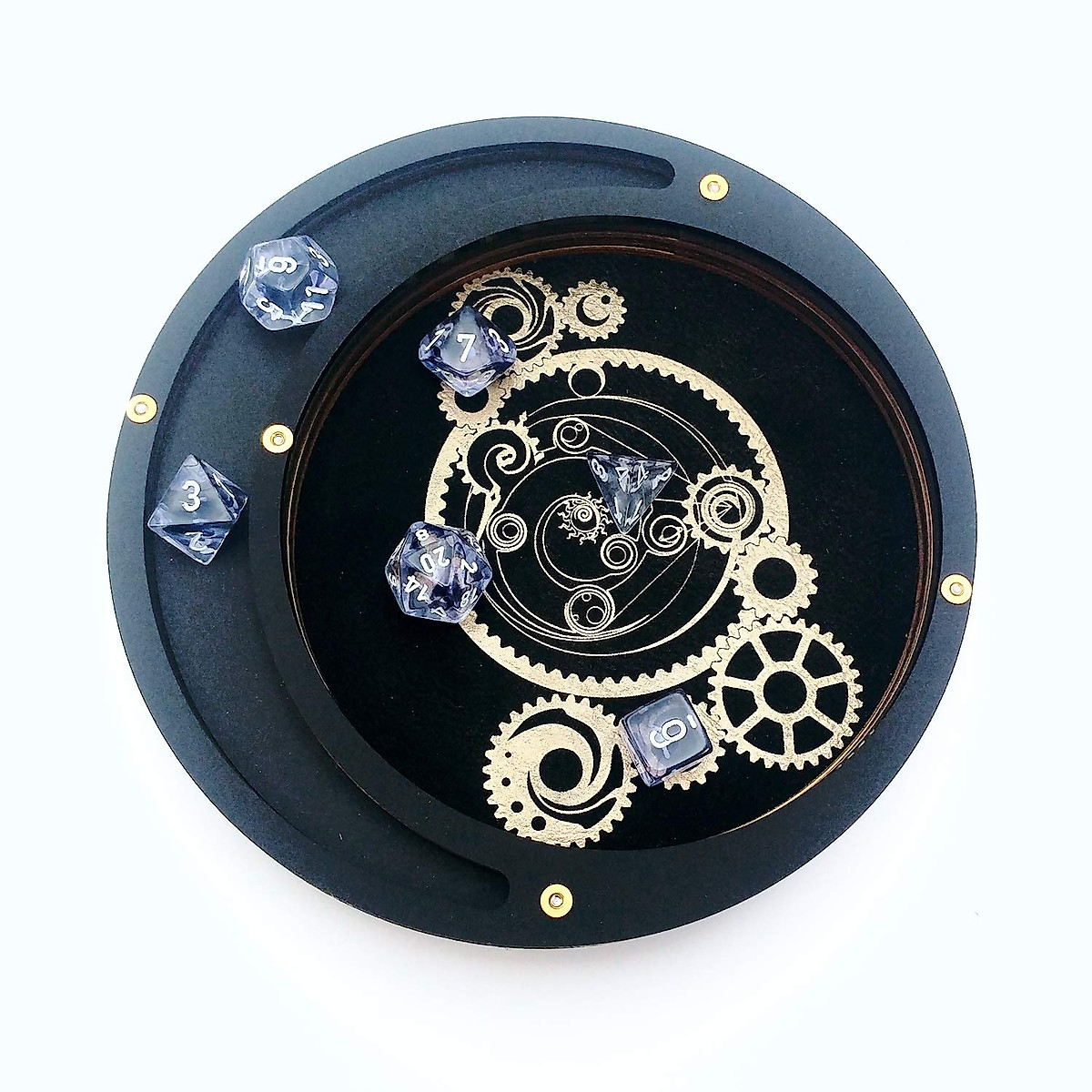 C4Labs 7.25" Padded Vegan Leather Eclipse Dice Tray - Celestial Clockwork