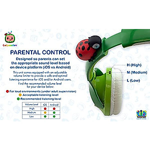 eKids Cocomelon Bluetooth Headphones for Kids, Wireless Headphones with Rechargeable Battery and USB-C Charging Cable Included