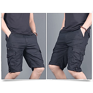 Muscularfit Blue Linen 5 Inch Shorts for Men Mens Shorts 7 Inch Cotton Solid Multi Pockets Cargo Shorts Big and Tall Work Utility Shorts Outdoor Fashion 2023 Mens Board Shorts 7 Inch Inseam Black XL
