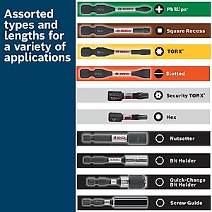 BOSCH SDMSD45 45-Piece Driven Impact Tough Screwdriving Custom Case Assorted Set with Included Storage Case