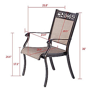 4 Piece Cast Aluminum Outdoor Dining Chairs, Stackable Patio Bistro Chair Set with Arms and Breathable Sling Fabric for Garden, Backyard, Pool, Deck