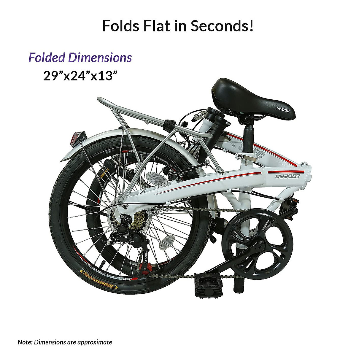 Xspec 20" 7 Speed Folding Compact City Commuter Bike, White (NOT an Electric Bike)