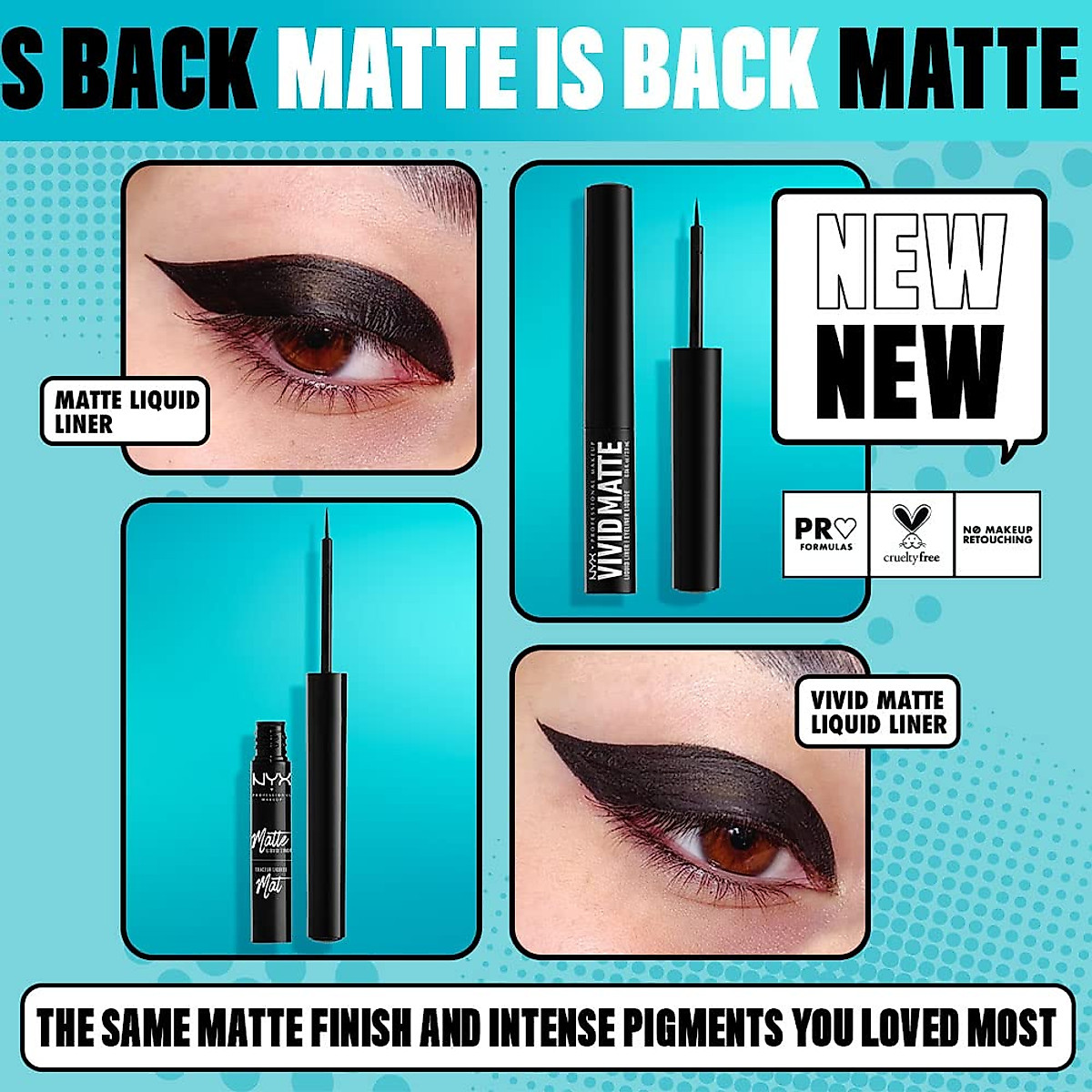 NYX PROFESSIONAL MAKEUP Vivid Brights Liquid Eyeliner - Vivid Sapphire (Sapphire Blue)