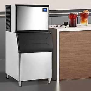 GarveeTech Commercial Ice Maker Machine, 550Lb/24Hwith 440.9Lb Storage Bin, 30'' Wide Ice Machine Clear Ice Cube Air Cooled Stainless Steel Ice Maker for Bar/Cafe/Restaurant/Business