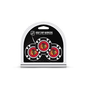 Team Golf NHL Chicago Blackhawks 3 Pack Golf Chip Ball Markers, Poker Chip Size with Pop Out Smaller Double-Sided Enamel Markers