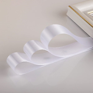 2Rolls/50Yards 1 Inch White Satin Ribbon for Wedding Party Mother's Day Decorations White Bows Making Bridal Flower Bouquet Wrapping