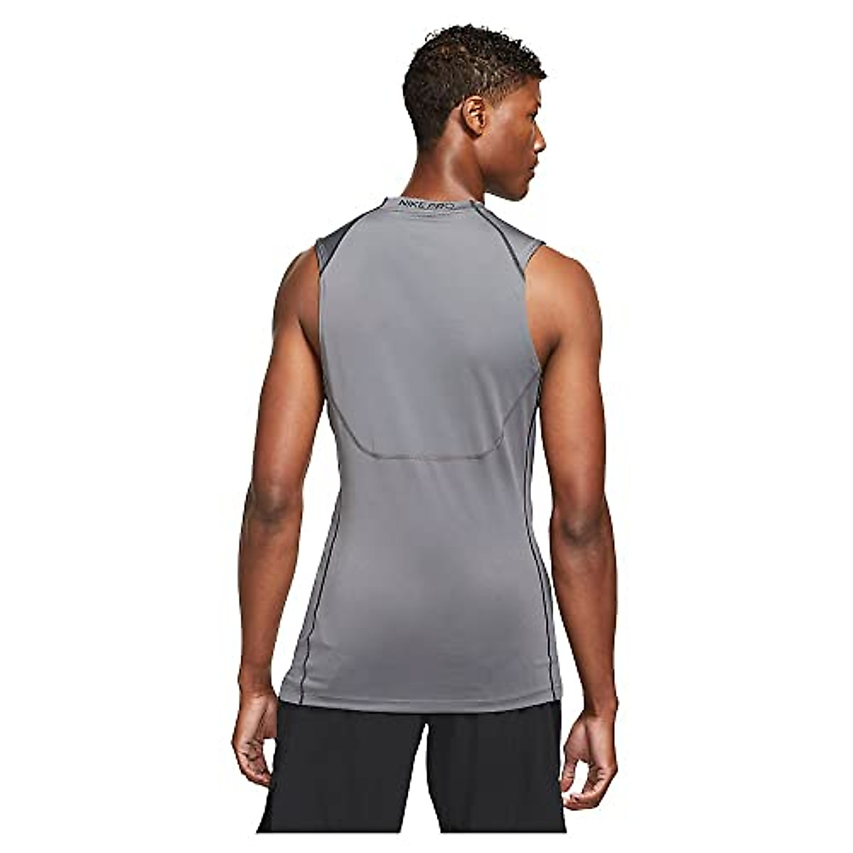 Nike Pro Dri-FIT Men's Tight Fit Sleeveless Tank Top (as1, Alpha, l, Regular, Regular, Dark Gray/Black, Large)