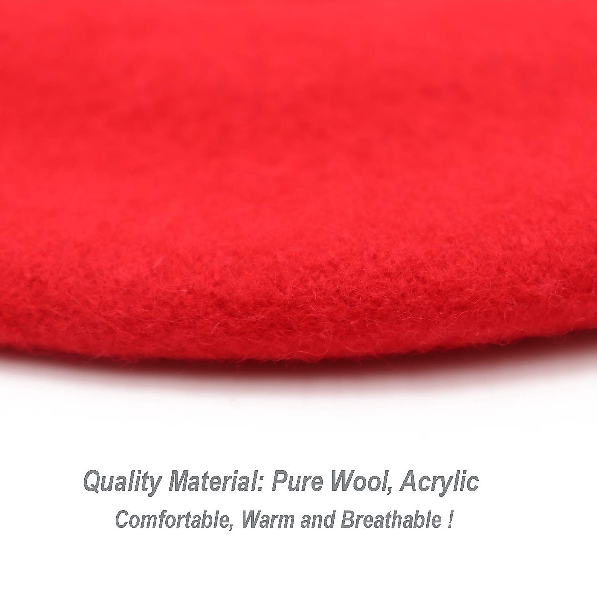 Wheebo Wool Beret Hat,Solid Color French Style Winter Warm Cap for Women Girls(Red)