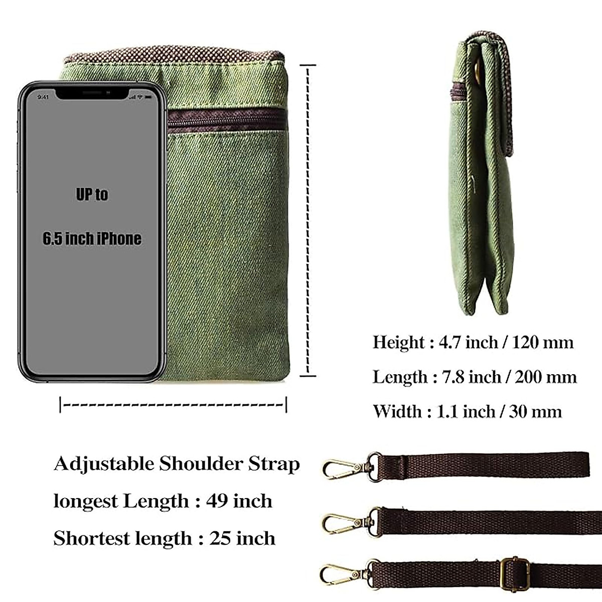 WITERY Small Crossbody Bags for Women - Handmade Cute Canvas Cross Body Phone Purse Cloth Pouch with Adjustable Shoulder Strap, Mini Teen Girl Travel Cell Phone Purse Wallet