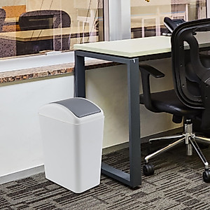 Nesmilers 16 Liter Swing Lid Garbage Can, Plastic Trash Waste Bin