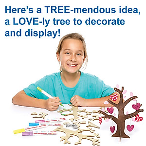 Baker Ross AX759 Heart Tree - Pack of 2, Woodcrafts for Kids to Make, Paint, Decorate and Display for Valentine's Day
