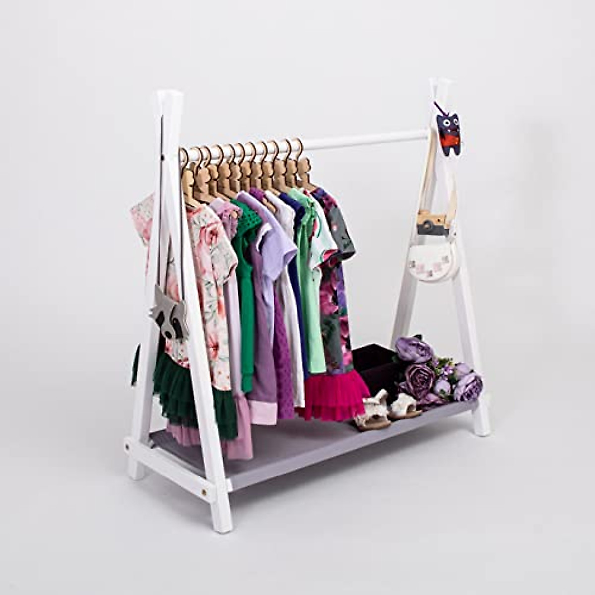 Children wardrobe, Montessori Teepee Style Clothing Rack with Storage, Shop display rack