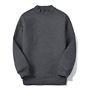 Gihuo Women's Fleece Sherpa Lined Crewneck Pullover Sweatshirt(03DarkGrey-M)