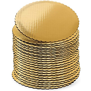 Green Harvest 6 inch Round Gold Scalloped Cake Board 10pcs