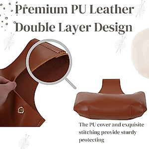 TOGETRUE Yarn Bag, Knitting Crochet Tote Bag, PU Leather Yarn Storage Bag Organizer, Travel Knitting Wrist Bag, Yarn Tote Bags for Crocheting, Holding Yarn, Knitting Needles (PU Leather Brown)