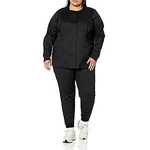 Amazon Essentials Women's Scrub Snap Jacket (Available in Plus Size), Black, Large