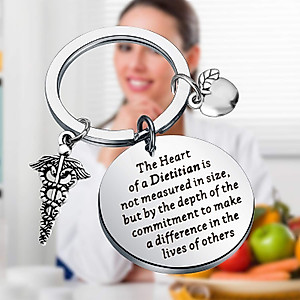 LQRI Dietitian Gift Dietitian Thank You Gift The Heart of A Dietitian Is Not Measured In Size Keychain Nutritionist Gift Registered Dietitian Gift Food Teacher Appreciation Gift (silver)
