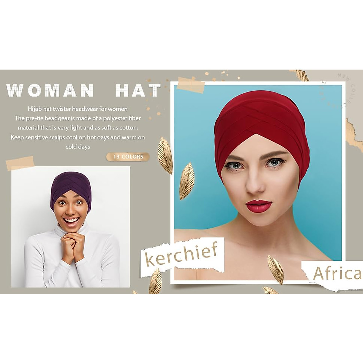 Fxhixiy Hijab Chemo Cancer Beanies Turbans Hats Cap Twisted Hair Cover Headwrap Turban Headwear for Women (Gray)