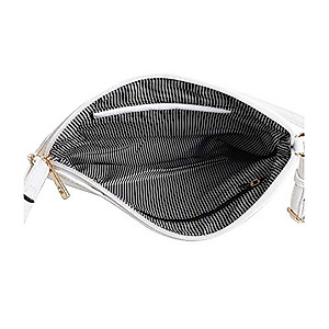 SG SUGU Lightweight Medium Crossbody Bag Shoulder Bag with Tassel and Zipper Pocket (White)