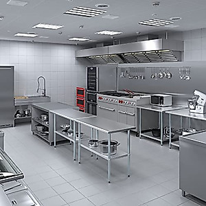 AmGood Stainless Steel Work Table with Undershelf | Kitchen Island Food Prep | Laundry Garage Utility Bench | NSF Certified (48" Long x 24" Deep)